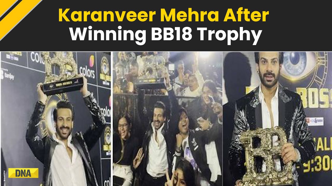 Bigg Boss 18 Winner: Karanveer Mehra After Winning Bigg Boss 18 Trophy ...