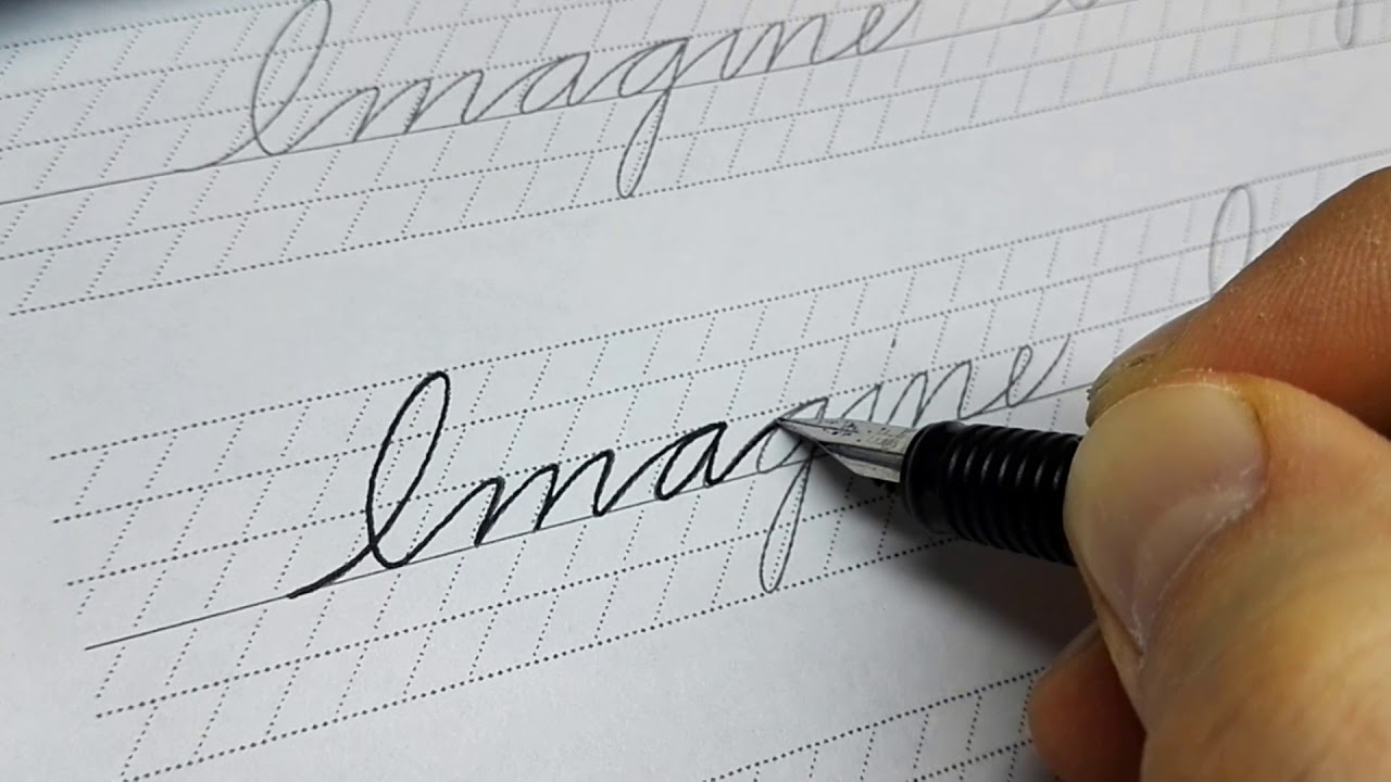 Spencerian script tutorial - write "Imagine" - YouTube