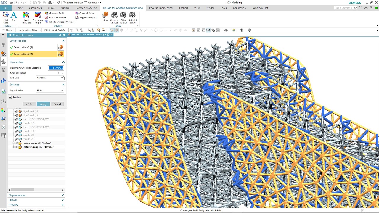 NX January 2019 - New Connect Lattice Structures - YouTube