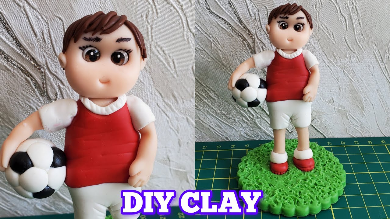 Sculpting a Mini Football STAR ⚽ | Air Dry Clay Tutorial DIY Miniature ...