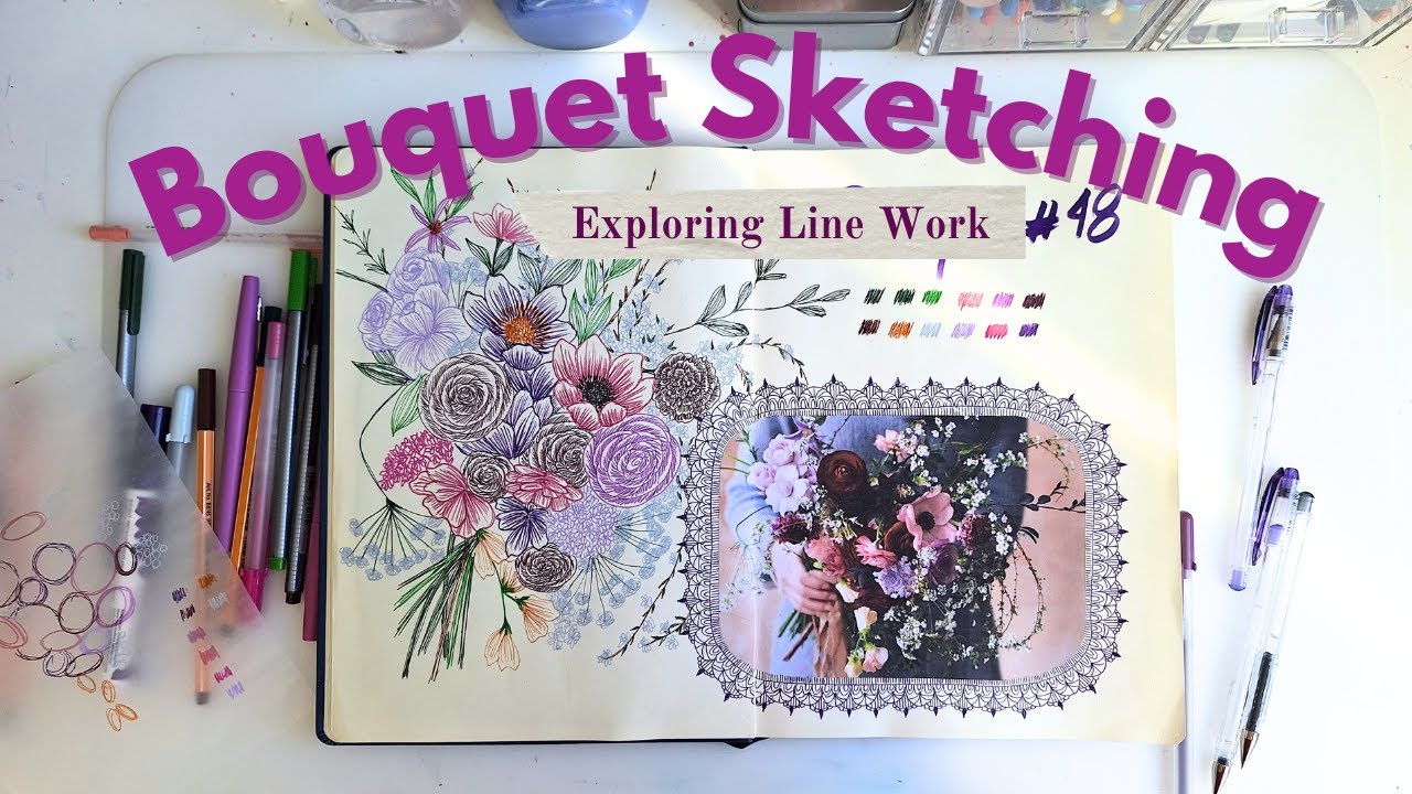 Exploring Line Work in My Bouquet Study Journal - YouTube