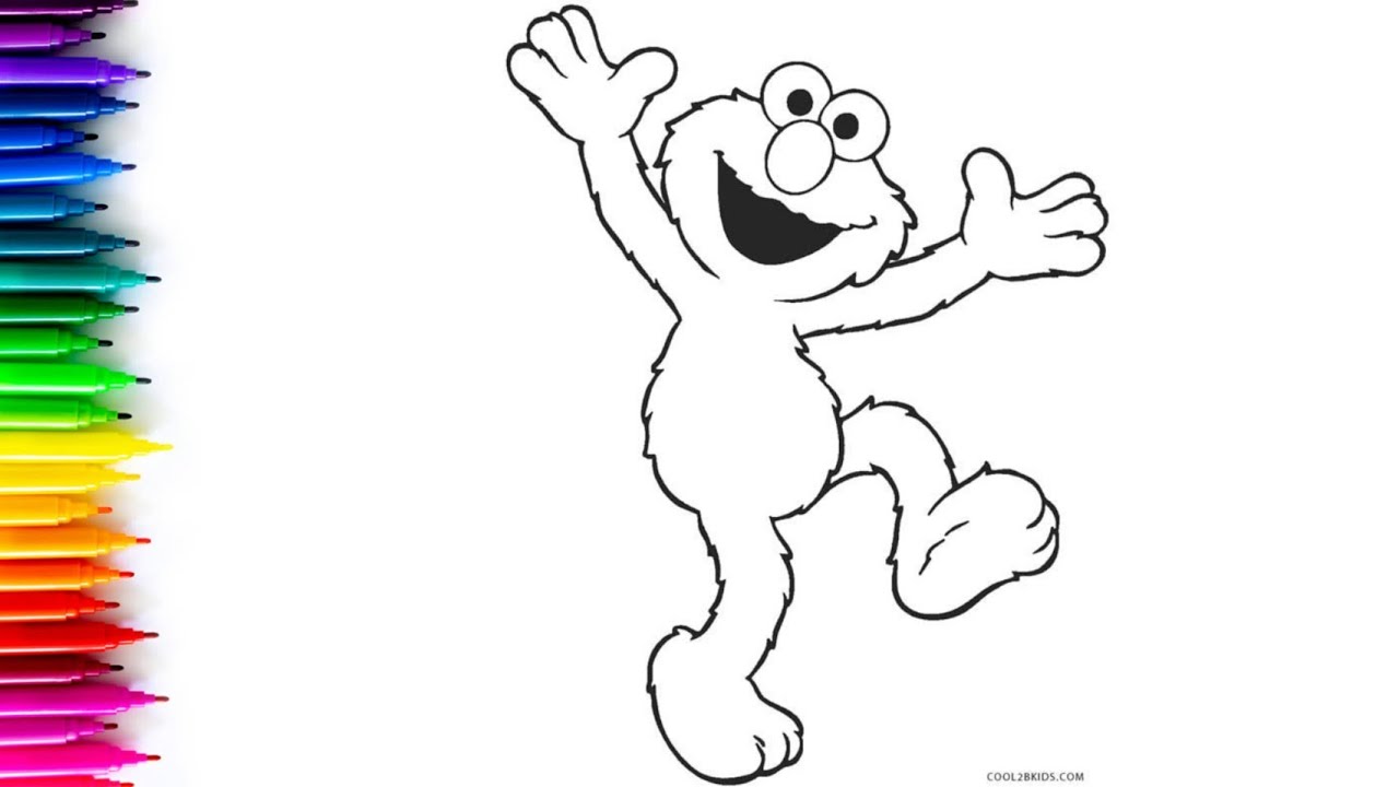Elmo Cartoon Drawing, Painting & Coloring For Kids and Toddlers_ Kids ...
