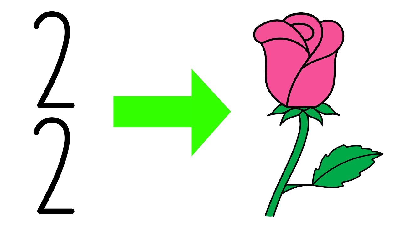 Cómo dibujar fácilmente una rosa del número 22 - YouTube