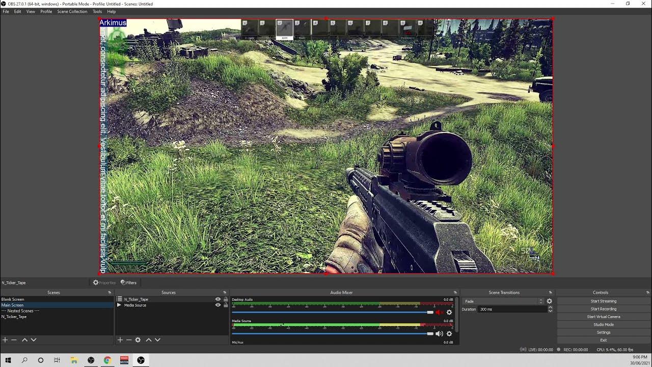 OBS 27 - How to create a Ticker Tape Effect - YouTube