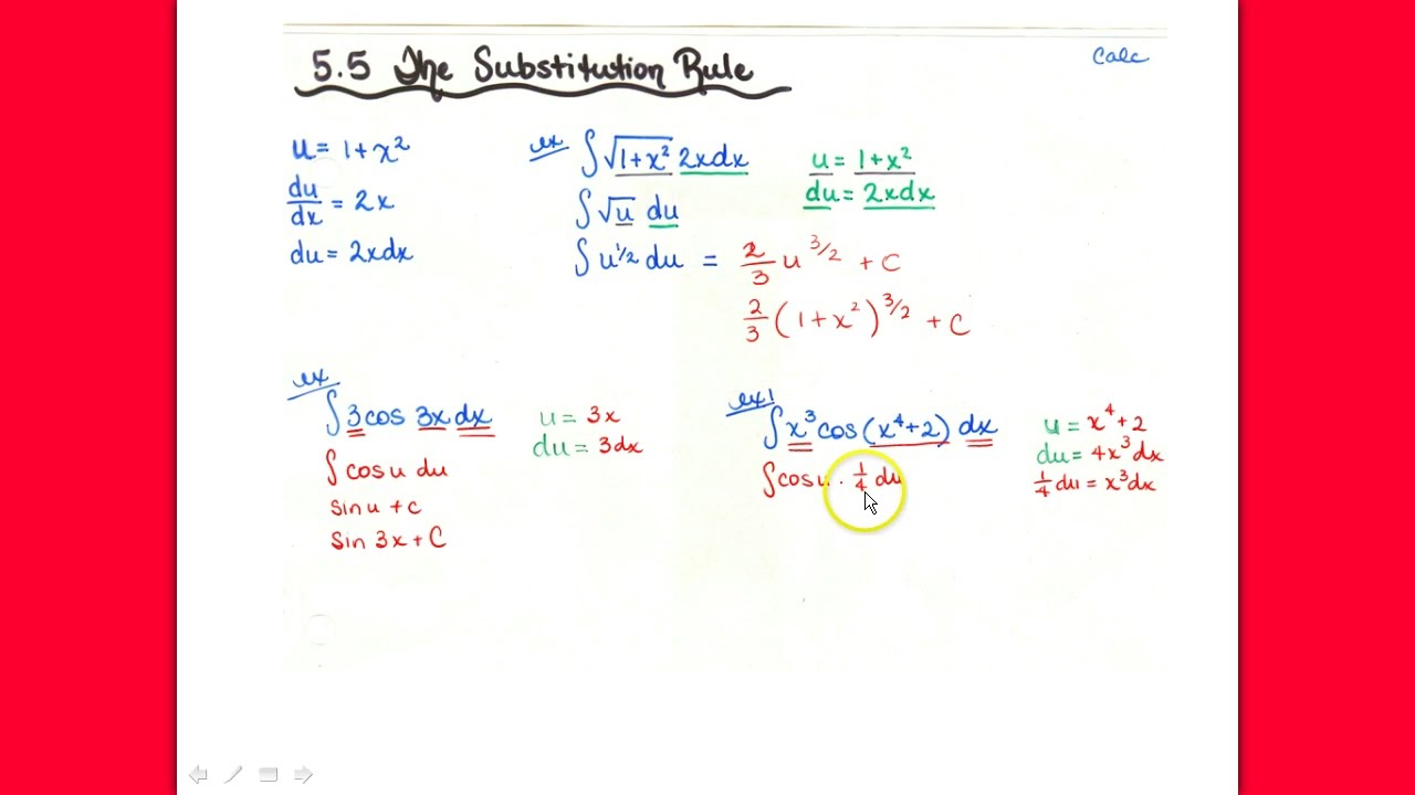 5.5a Calculus Substitution Rule - YouTube
