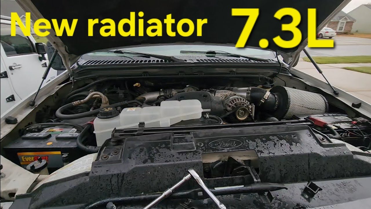 2000 f250 7.3l radiator replacement - YouTube