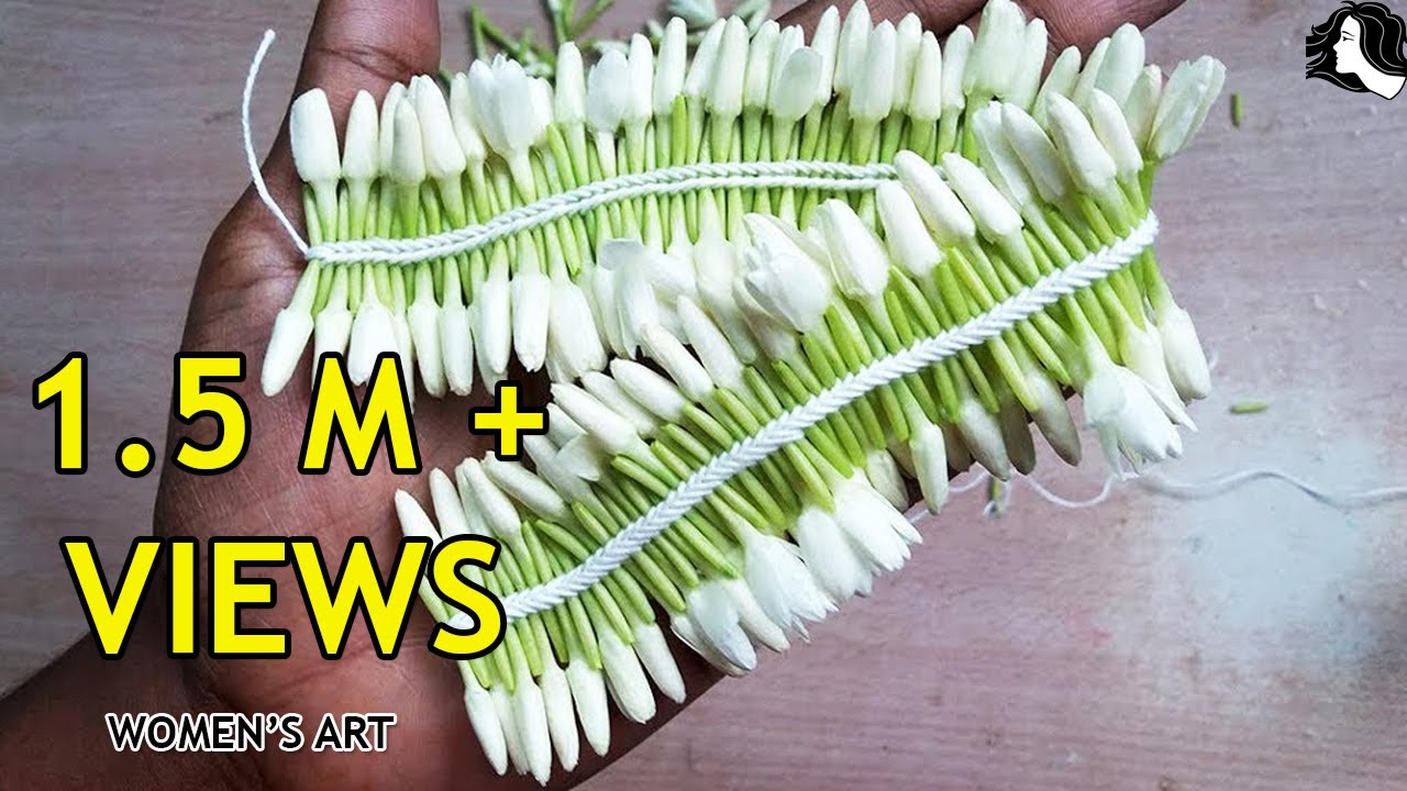 how to string pinnal jadai method | criss cross method of tying flower ...