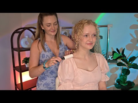 ASMR Tailor Measuring With Summery and Flowy Dress Fitting -Curly Bun Hairstyle & Makeup Application