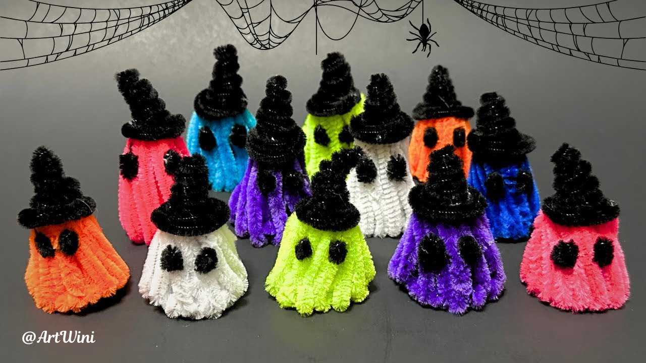 How To Make Halloween Ghost Craft With Pipe Cleaners 👻 @ArtWini - YouTube