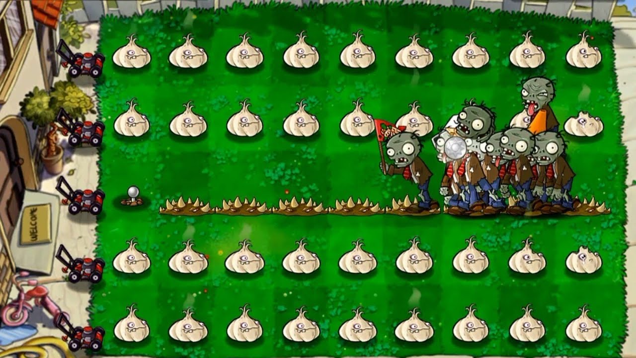 garlic 4 line and spekweed 1 line vs all zombie || plants vs zombie PvZ ...