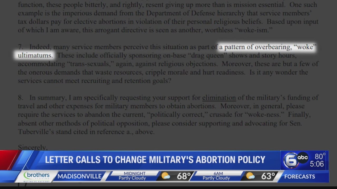 Letter calls to change military's abortion policy - YouTube
