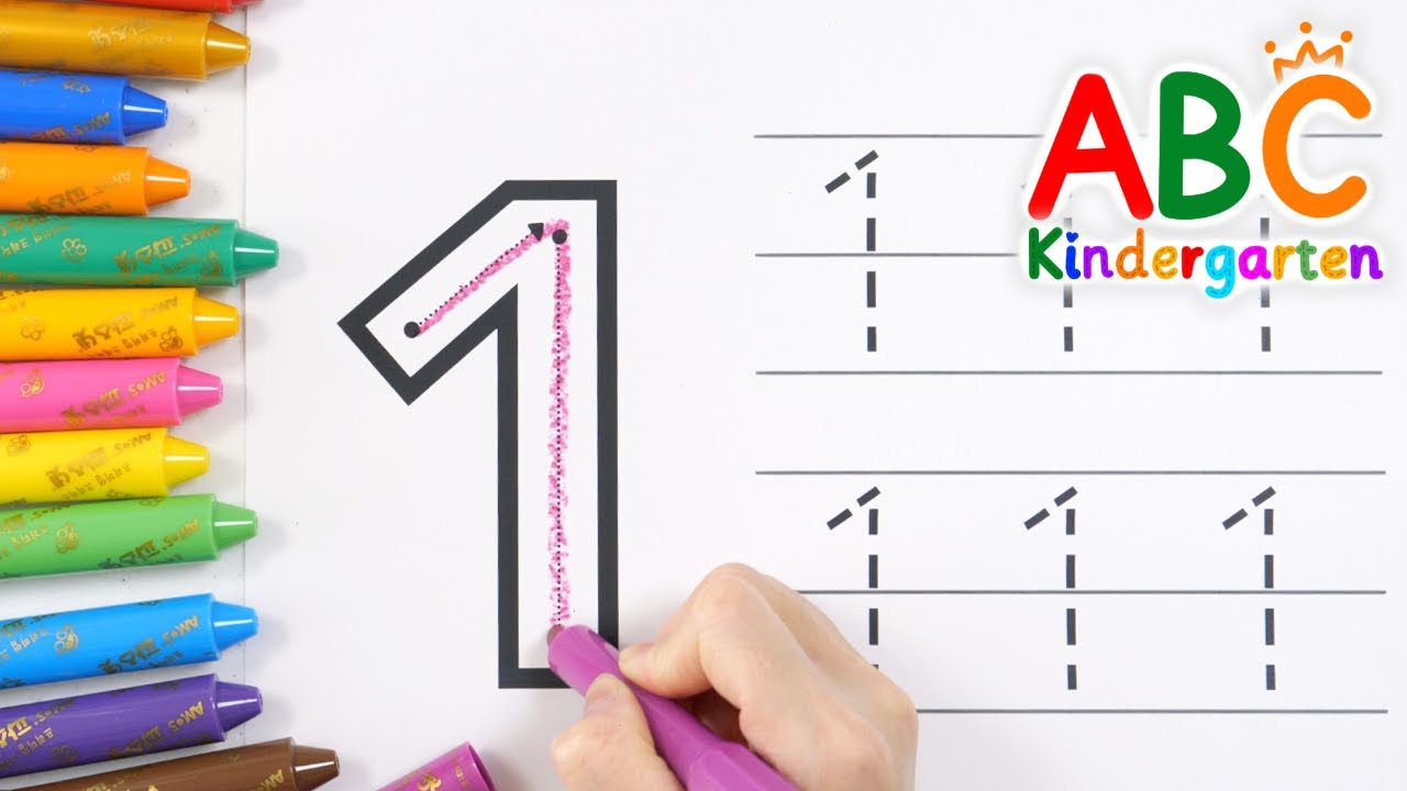 Learn numbers for kids | Learn how to write the number 1 with purple ...