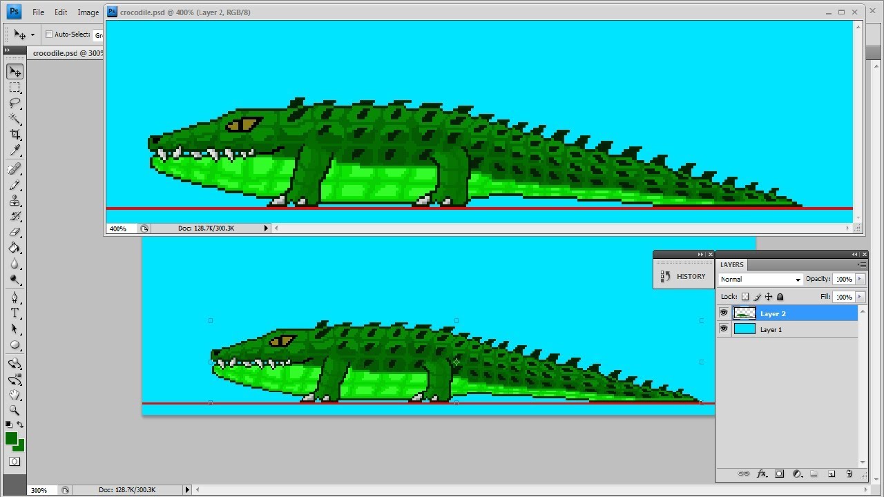 cara membuat buaya pixel art 3 - YouTube