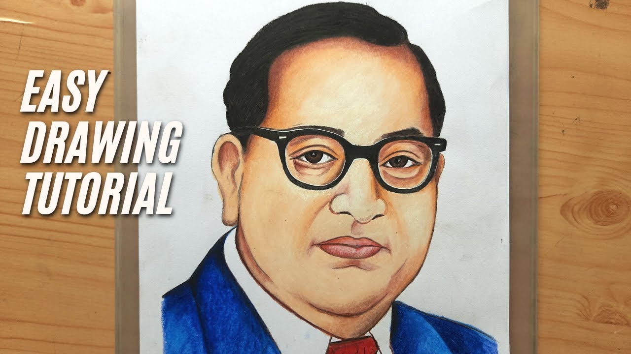 Bhimrao Ramji Ambedkar easy Oil Pastels colour drawing tutorial || Easy ...