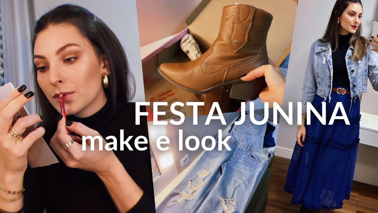 FESTA JUNINA 🔥 SE ARRUME COMIGO | look improvisado, maquia e fala, festa de São João - YouTube