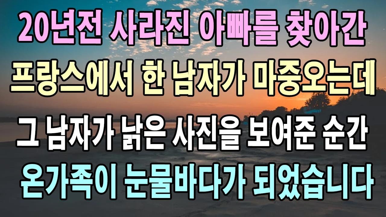 20년 전 사라진 아빠를 찾기 위해 프랑스에 간 한 남자가 마중을 나오고 그가 오래된 사진을 보여주자 온 가족이 눈물을