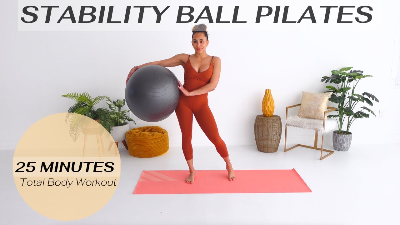 Full Body Stability Ball Pilates Workout! 25 Mins to Focus on Abs, Arms ...