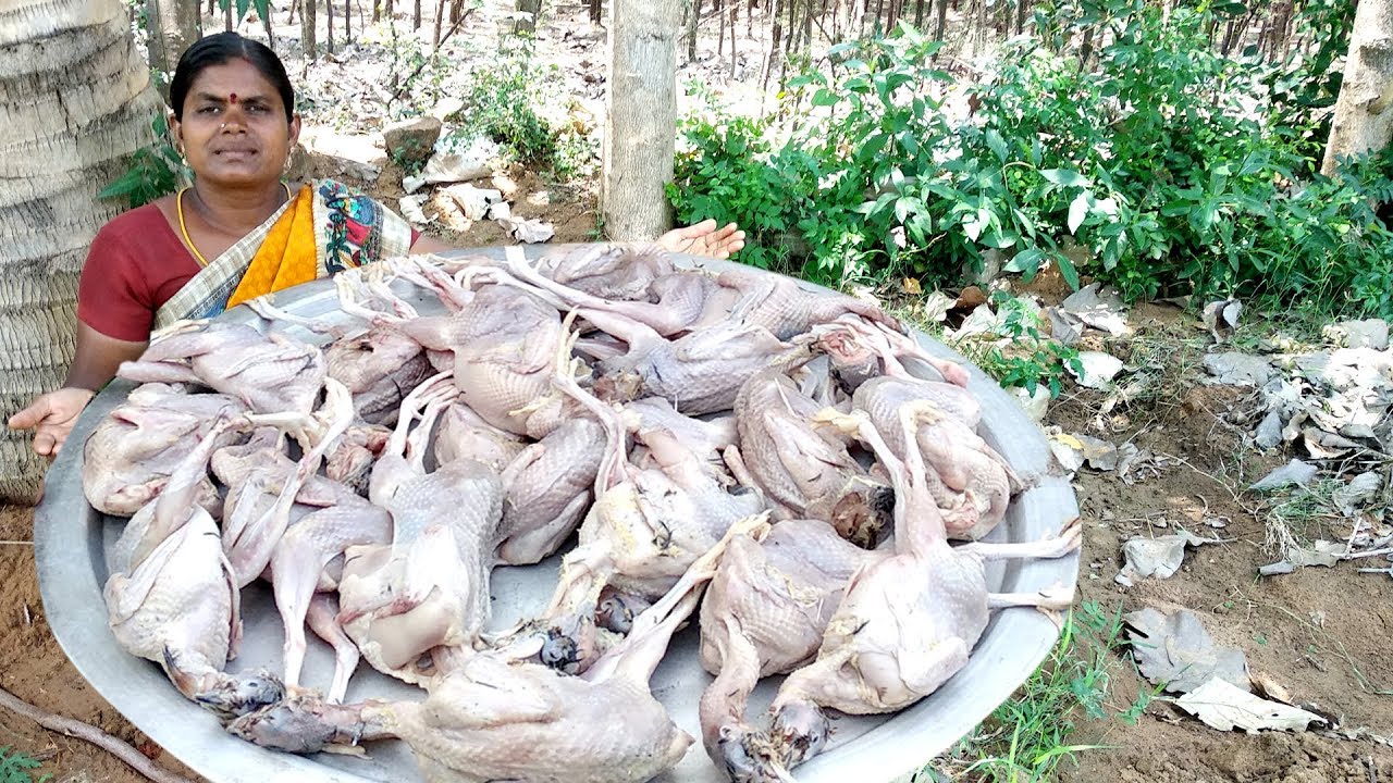 QUAIL FRY | ANGRY BIRDS FRY | Villagers Cooking Kaadai Fry Street Food ...