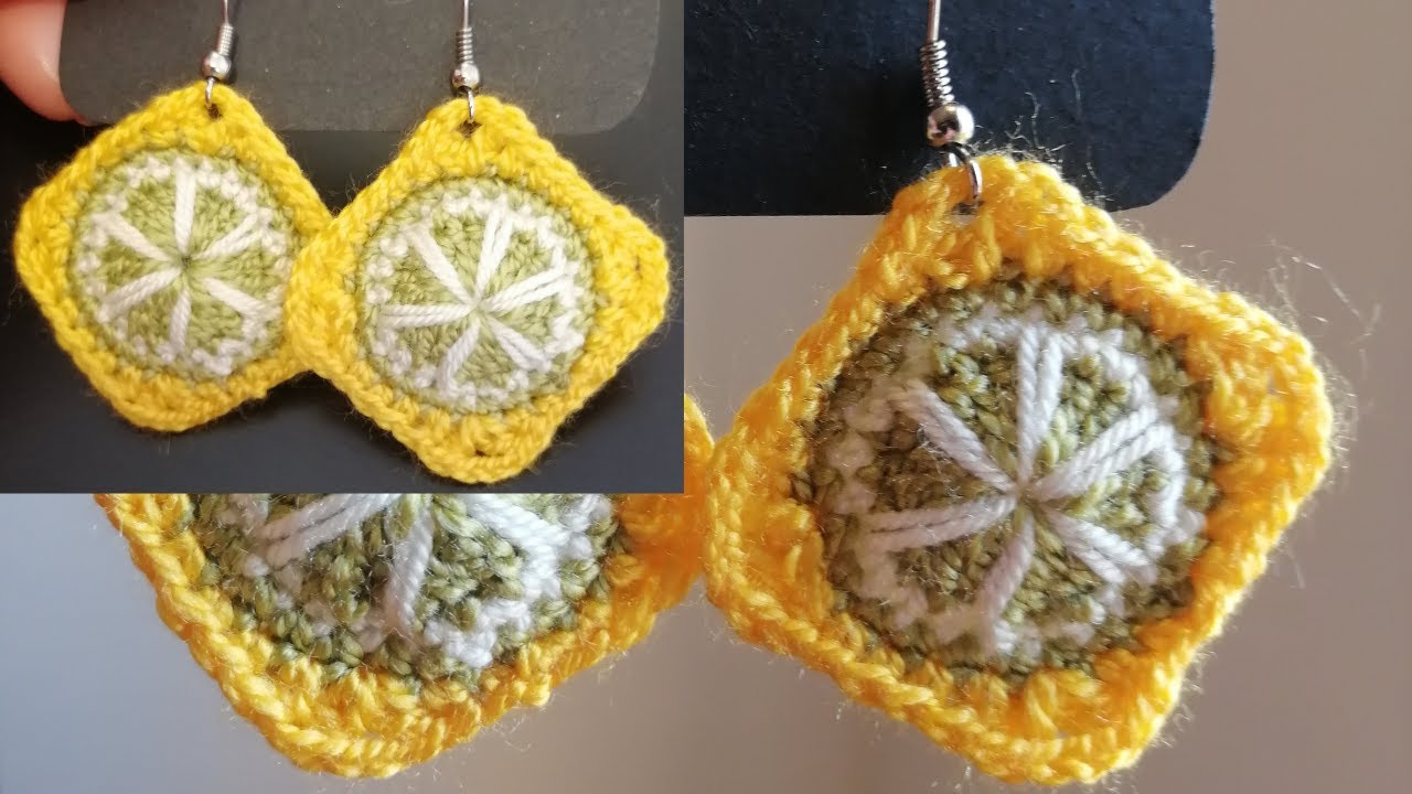 Crochet lemon slice Earrings Step by step - YouTube