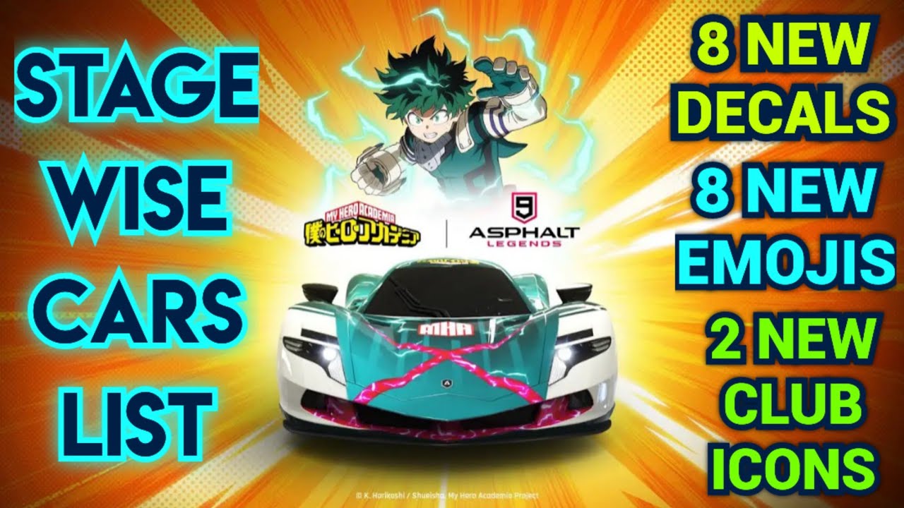 Asphalt 9 - MY HERO ACADEMIA SE | CHECK THE LIST of Requires Cars by ...