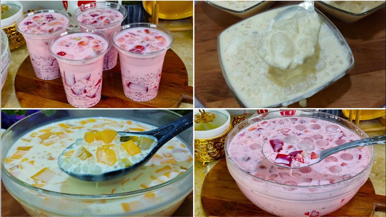 3 Sago Drink Recipe for Ramadan/Mango,Coconut,Strawberry Sago drink ...
