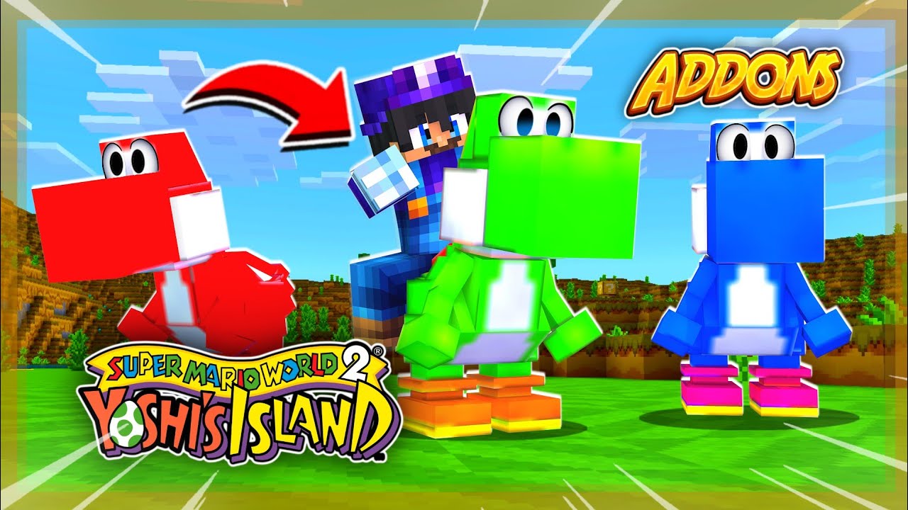 NOVO!! COMO TER O YOSHI NO SEU MINECRAFT BEDROCK PE / PE | Yoshi Addon - MCBE ADDONS - YouTube