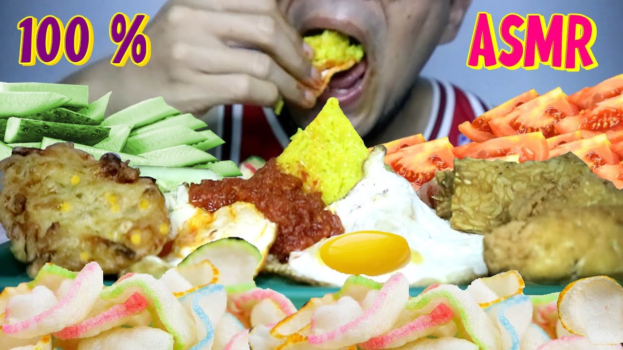 ASMR MUKBANG YELLOW STICKY RICE PYRAMID, TOFU, TEMPE, CORN FRITTERS ...
