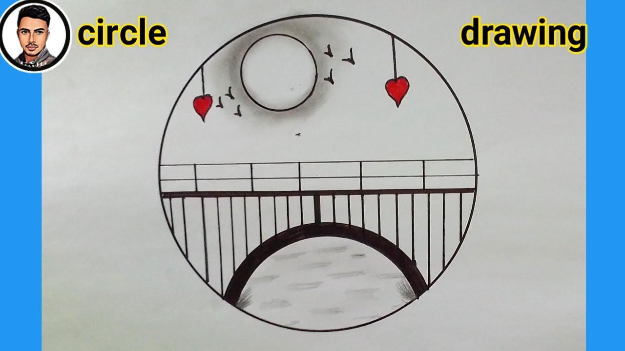 beautiful bridge and landscape drawing | Easy Bridge drawing in a ...