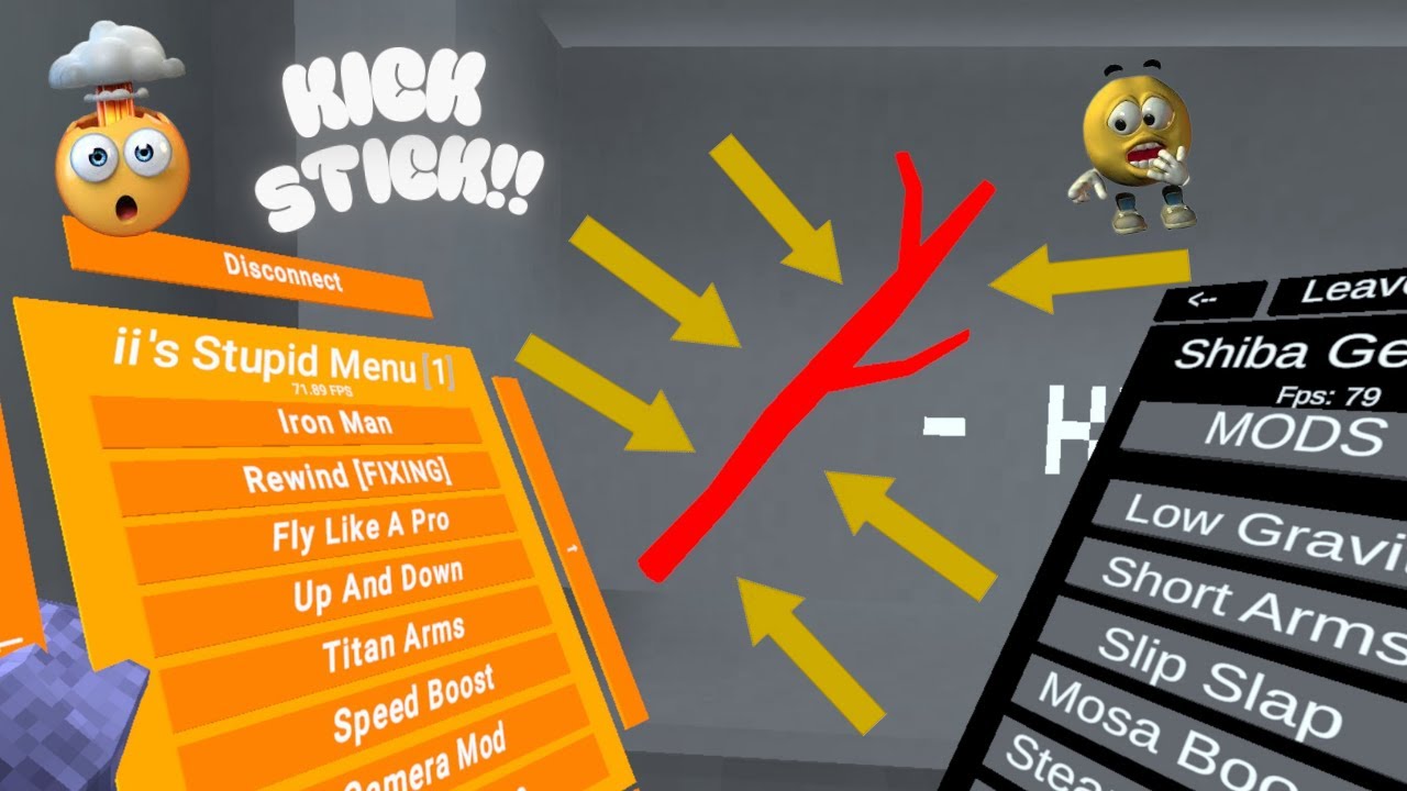 TONS OF MOD MENUS, FREE KICK STICK.. This Gorilla Tag Copy is STUPID ...