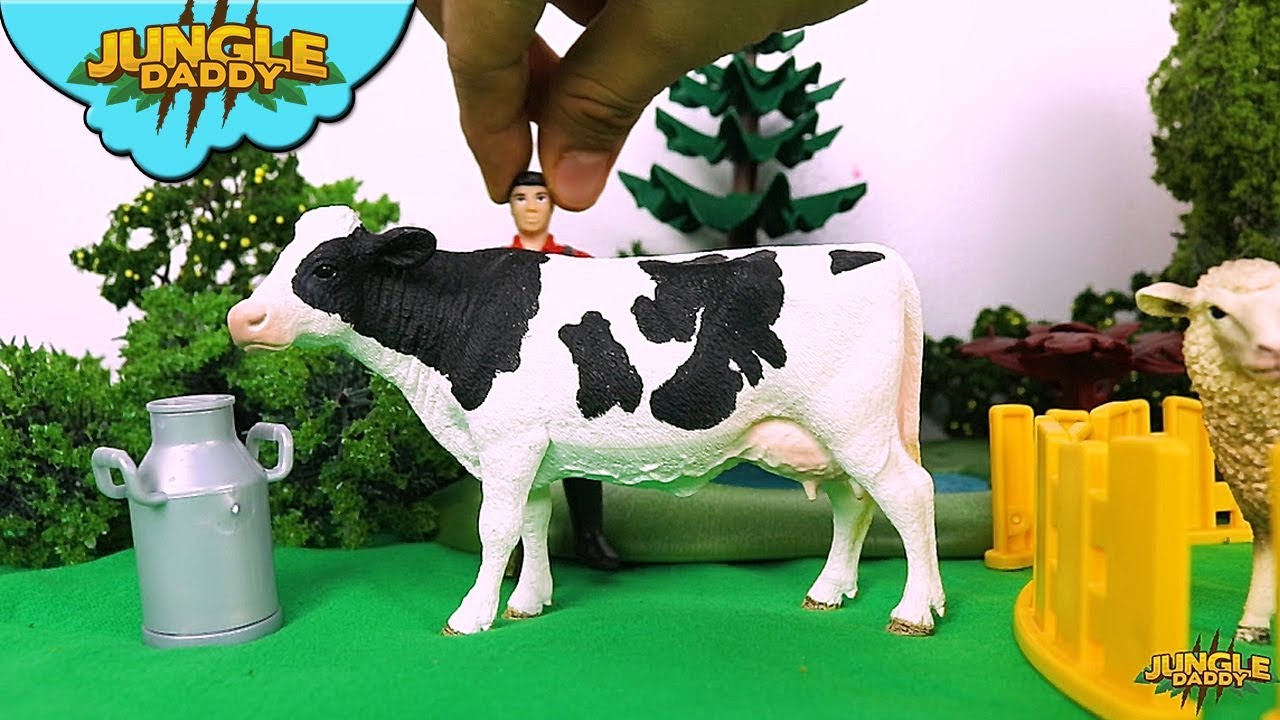 Learn Farm Animals in Ranch! "Jungle Daddy" cows for kids safari wild ...