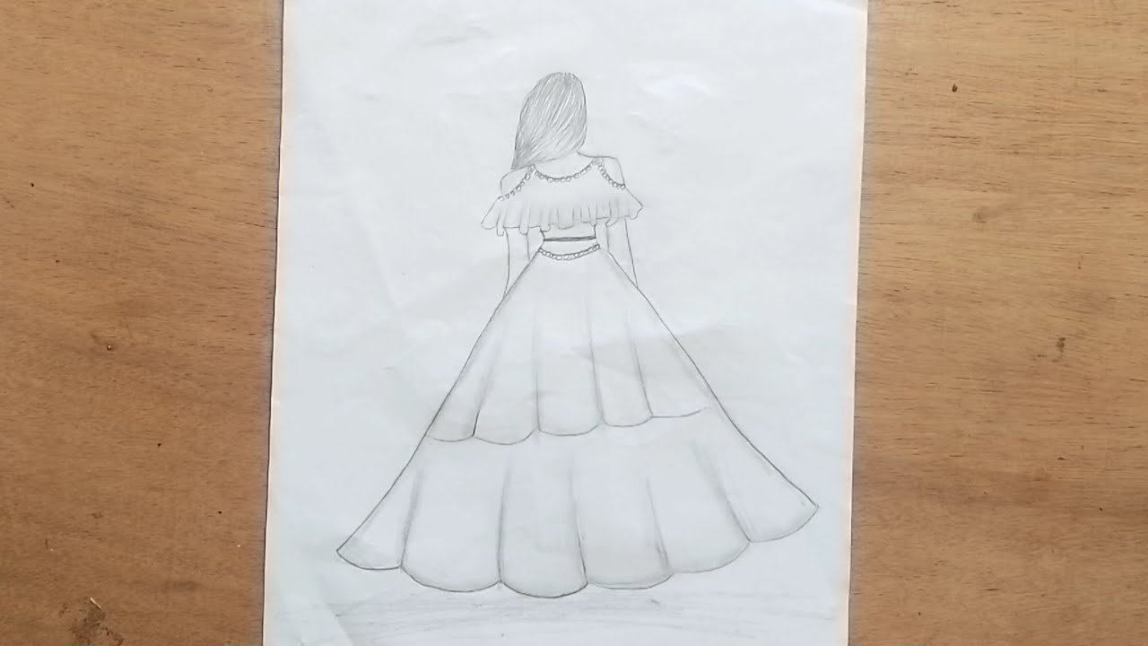 how to draw a girl with back side drawing and beautiful drawing and ...