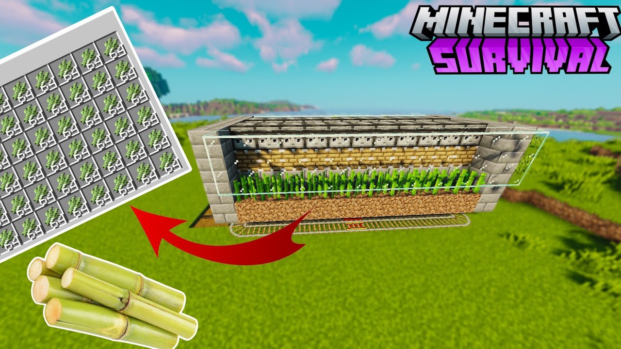 Minecraft 1.19 Sugarcane Farm | Easy Sugar Cane Farm | Minecraft ...