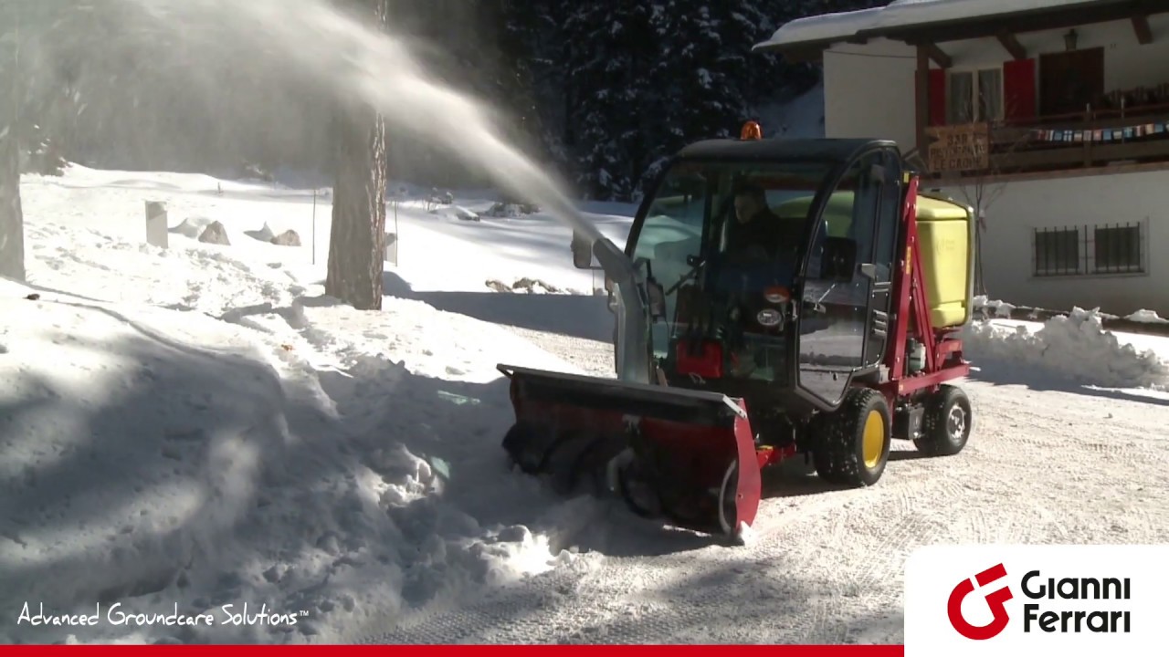 Gianni Ferrari Turbo Cruiser doing snow removal with snow thrower - YouTube