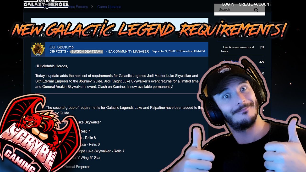 SWGOH - Galactic Legends Requirements released! Jedi Knight Luke and ...
