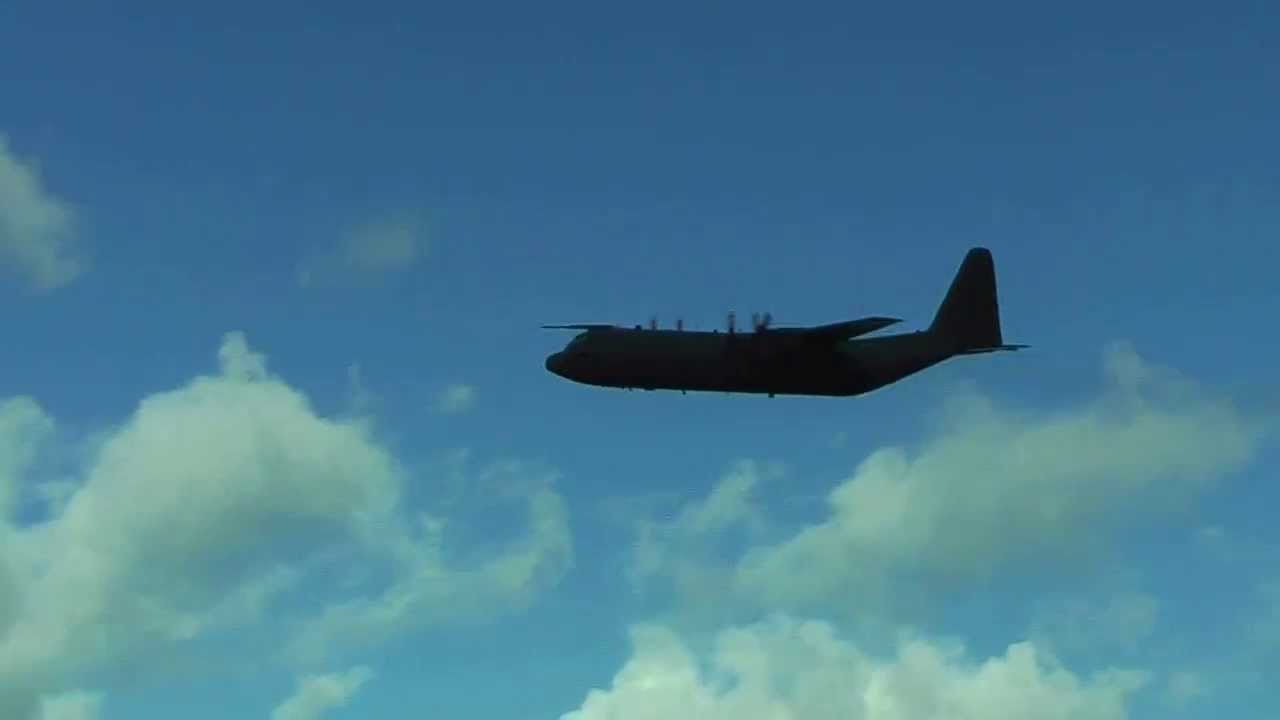Hercs doing a flypast before landing at MOD St Athan - YouTube