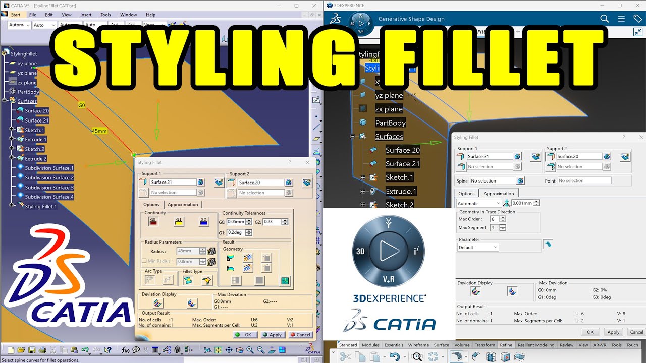 Generative Shape Design - Styling Fillet - CATIA V5 compared to 3D ...