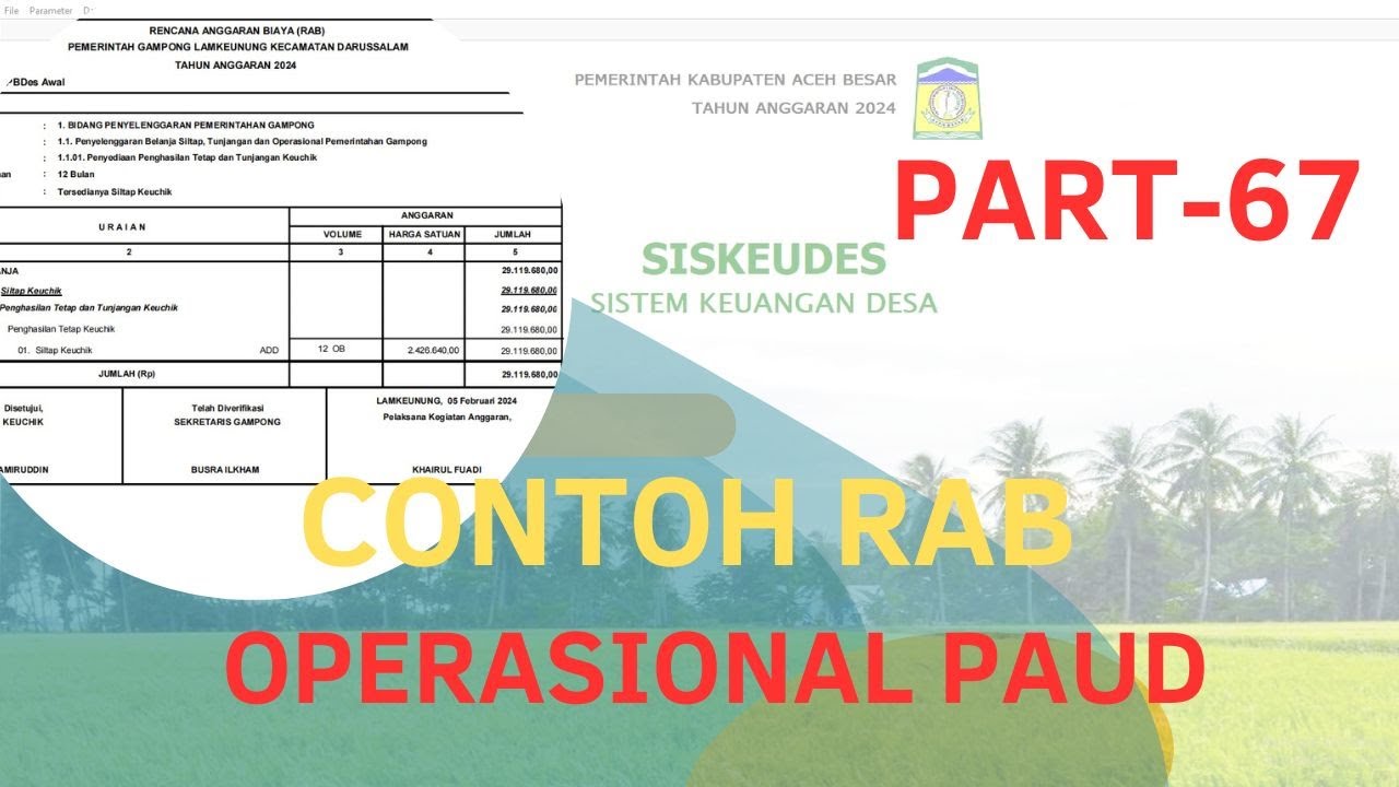 CONTOH RAB OPERASIONAL PAUD SISKEUDES 2024 - YouTube