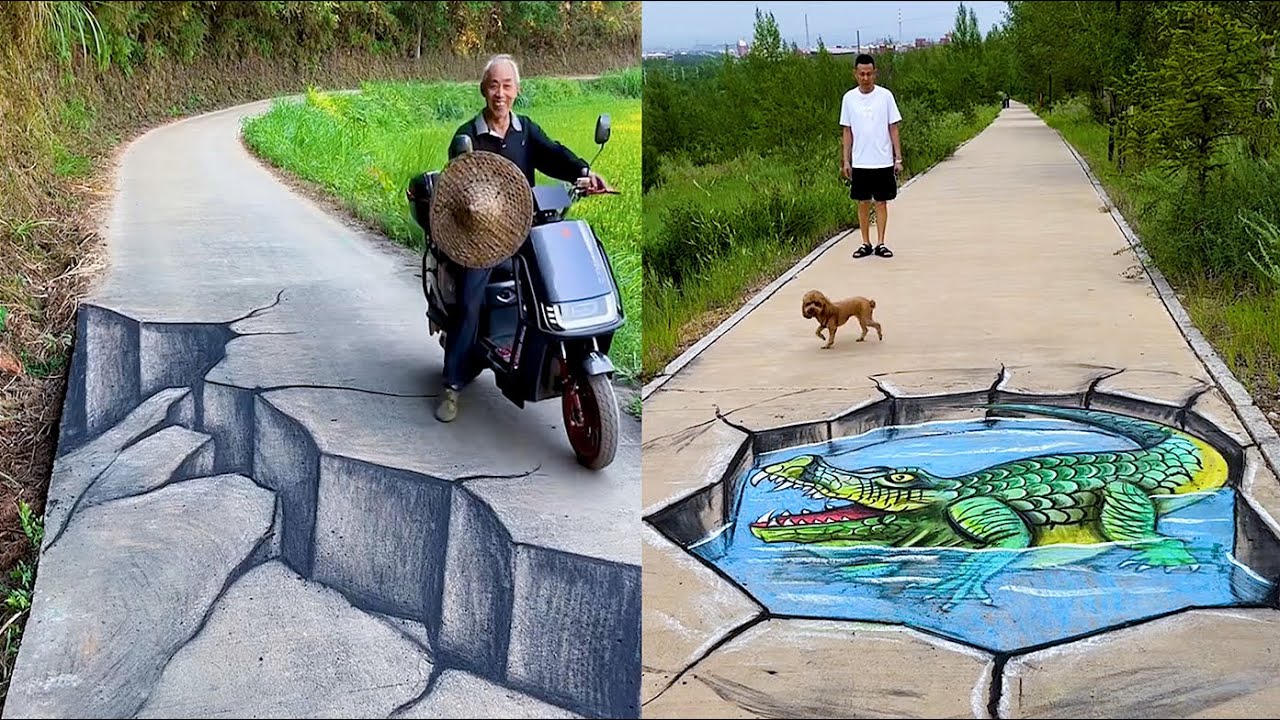 Amazing 3D Art Painting On The Road With Amazing Skill - YouTube