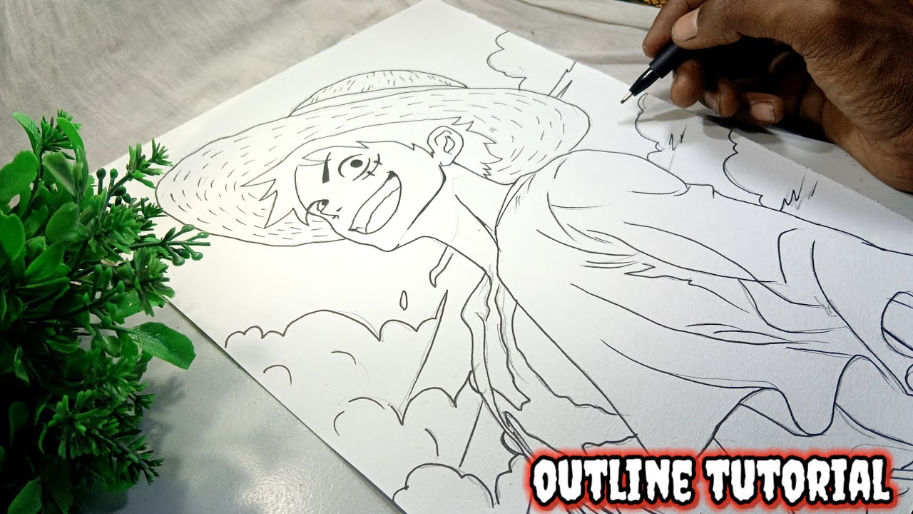 Monkey D Luffy Drawing Step -By -Step |Easy Luffy Drawing, Outline # ...