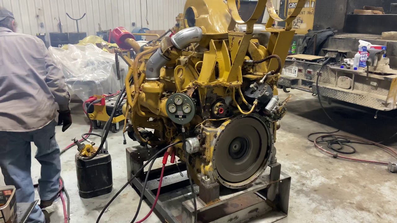 Cat 3408B DI engine run test. Installed new rod/main bearings and oil ...