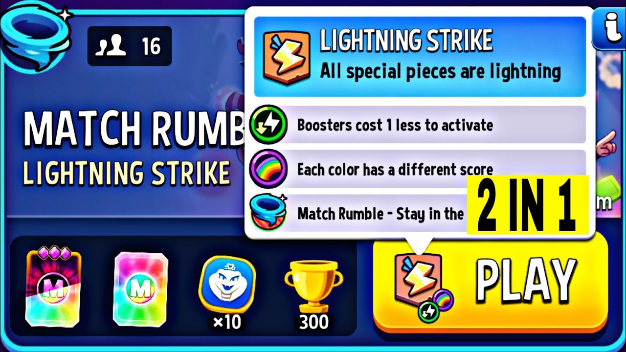 2 rumbles lightning strike rainbow rumble match | match masters | match ...