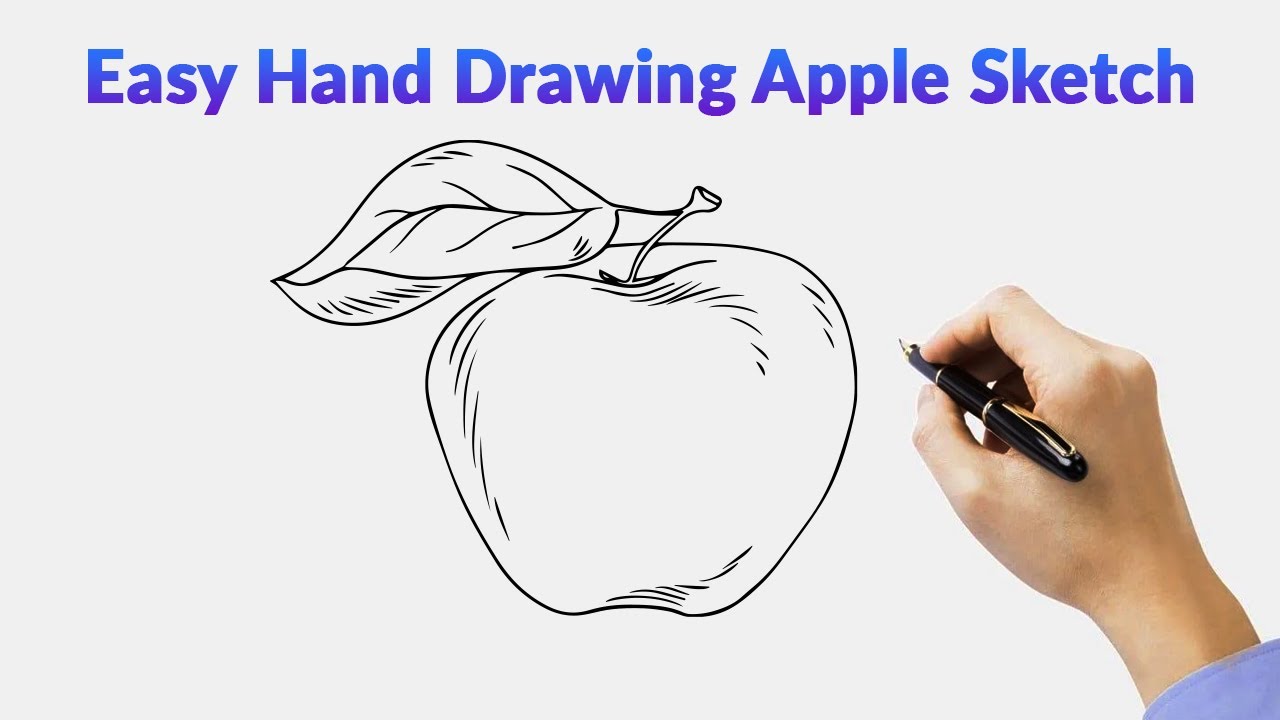 Easy Hand Drawing Apple sketch | drawing tutorial for beginners. - YouTube