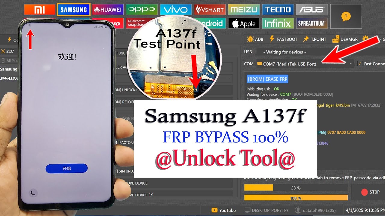 Samsung Galaxy A137f Frp Bypass Unlock Tool 100% Working - YouTube
