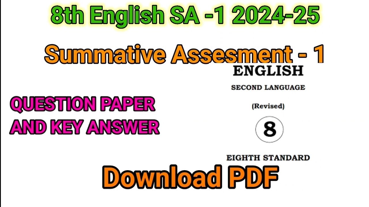 8th sa1 english question paper 2024 | Class 8th sa 1 question paper key ...
