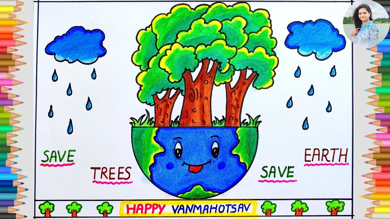 Van Mahotsav Drawing Easy | Van Mahotsav Poster Drawing | Save Earth ...