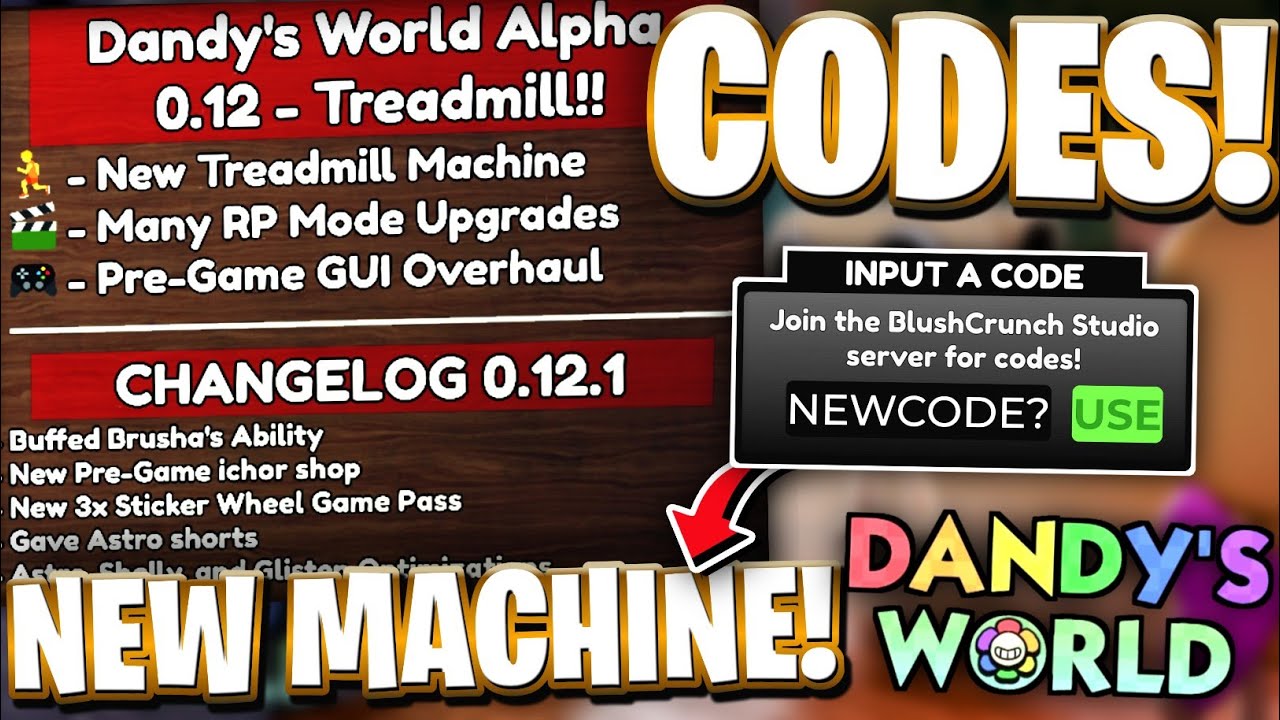 ⚙️TREADMILL! All ACTIVE TREADMILL MACHINE UPDATE CODES FOR DANDYS WORLD ...