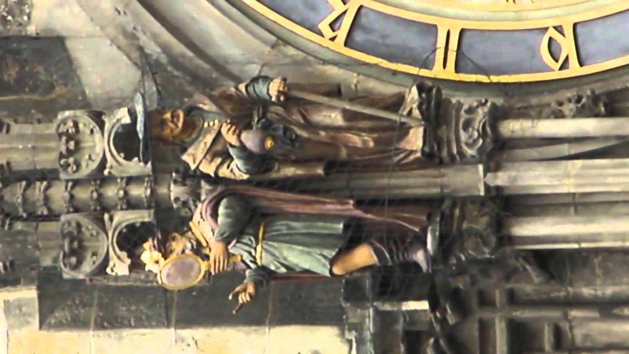 Prague Astronomical Clock statues left - YouTube