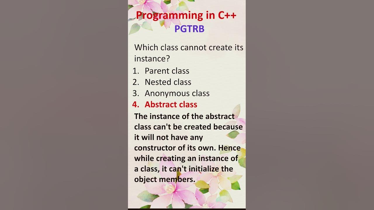 PGTRB MCQ on Programming in C++ #pgtrb - YouTube