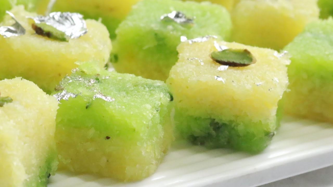 Coconut Pistachio Burfi | Kesar Pista Burfi | Indian Sweets - YouTube