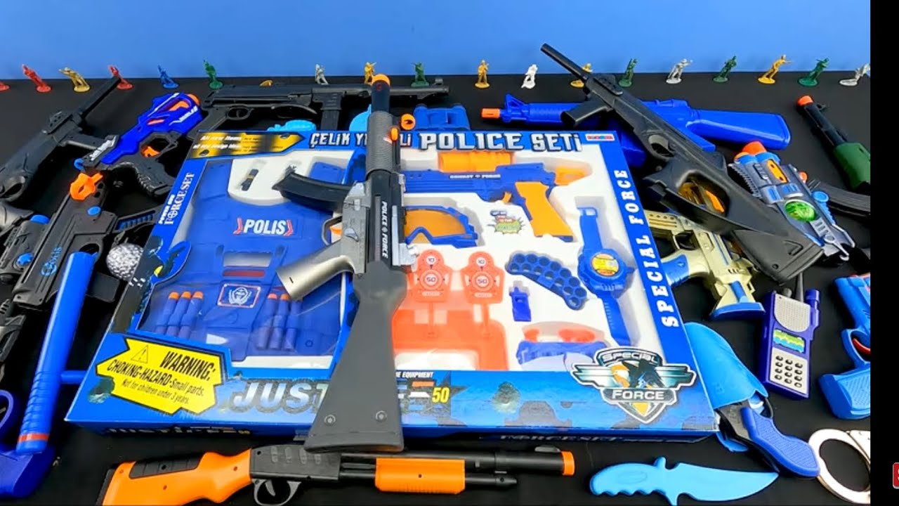 Police Guns Unboxing - Nerf & Bead Pistols & Police Equipment - YouTube